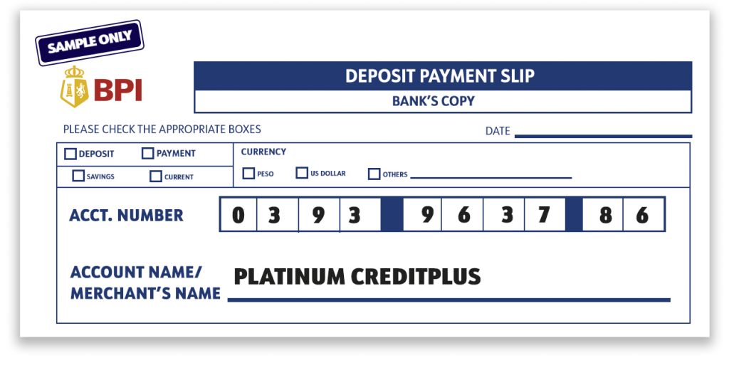 Pay via Bank Transfer | Platinum Creditplus Lending Corp.